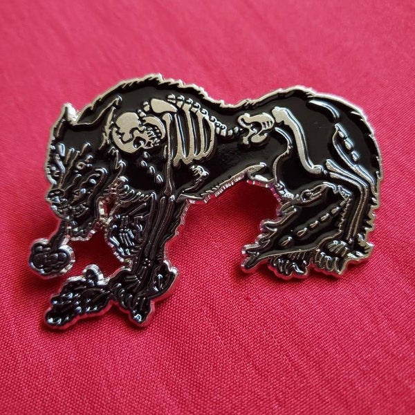 Werewolf of the Woods Enamel Pin Wolf Within Large Metal Skeleton Pin ...