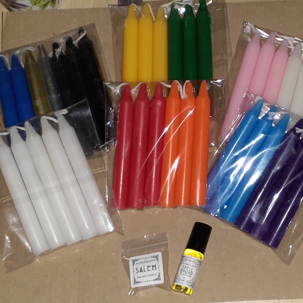 Spell Candle Set, 29 Charm Chime 4" Candles in 11 Colors, Spells ...