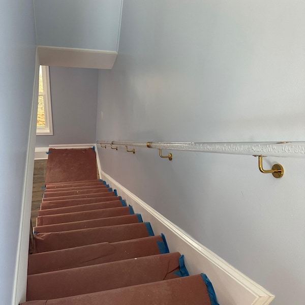 Round Wooden Stair Handrail Kit, Wooden Wall Handrail, Stair Handrail ...