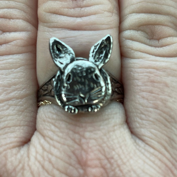 Pewter Bunny Adjustable Ring - Etsy