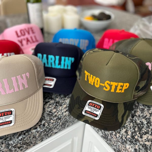 Custom Birthday Party Hats, Custom Puff Print Bridal Shower Hats ...