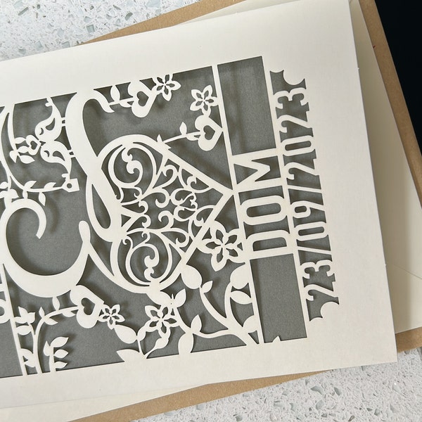 Personalised Papercut Wedding Card, Laser Cut Wedding Anniversary Card ...
