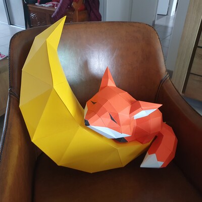 Fox Moon Papercraft PDF, SVG Template for Creating 3D Fox From Paper ...