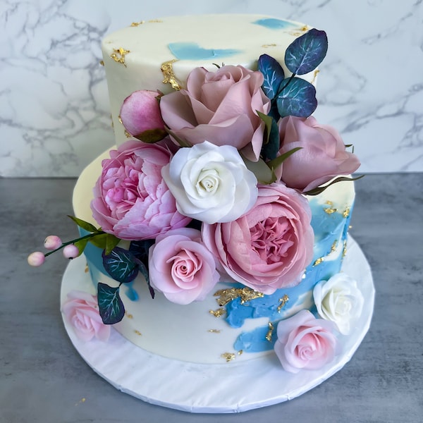 Handmade Rice Paper Cake Peony Flower Edible Cake Flower Topper ...