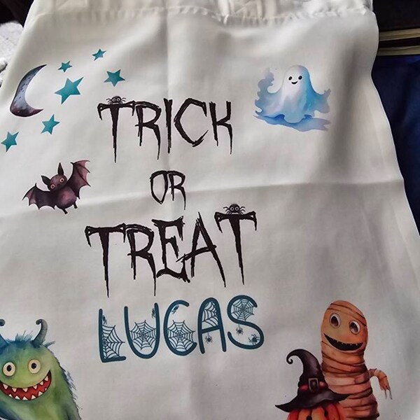 Custom Halloween Tote Bag for Trick or Treat Add Personalised Name ...