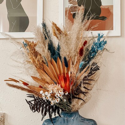 Rust, Yellow & Cream Dried Flowers Bouquet / Preserved Flowers Bouquet ...