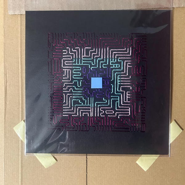 Embroidered on Paper Midcentury Modern Art / Minimalist Geometric Small ...