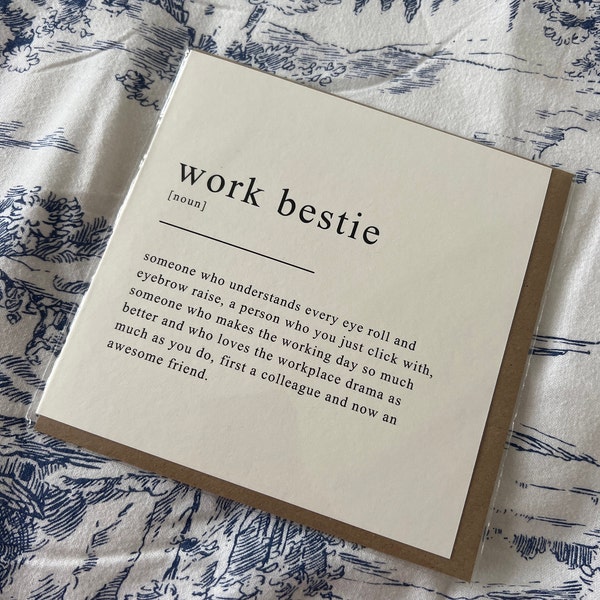 Work Bestie Definition Card | Work Bestie Card | Work Bestie Birthday ...