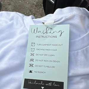 Printable Handmade Washing Care Tags Care Labels for Handmade Items ...