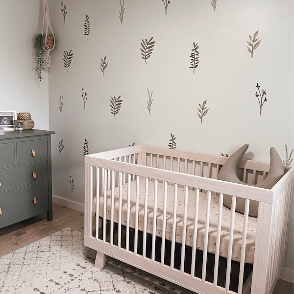 Neutral and Muted Leaves Removable Wall Decals / Branch Decals / Leaves ...
