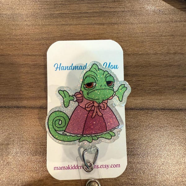 Cute Glitter Badge Reel Tangled Character Retractable Permanent Badge ...