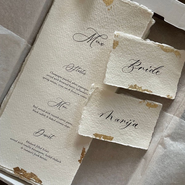 Calligraphy Scroll Name Place Cards on Handmade Paper | Calligraphy ...