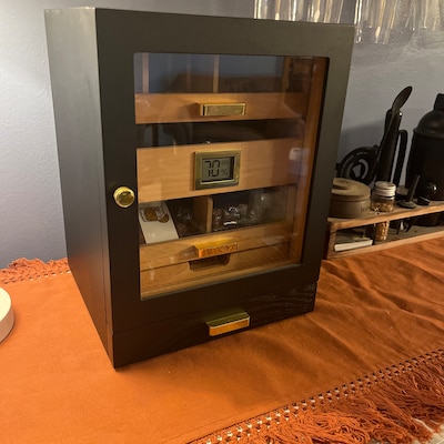 Luca Humidor Cabinet, Cigar Storage for 80-100 Cigars, Rich Black Ash ...