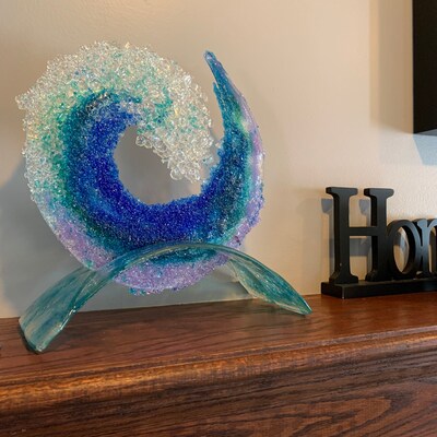 12 Inch Turtle Wave on Glass Arched Stand - Etsy
