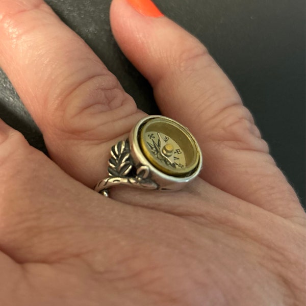 Working Compass Ring Sterling Silver, Silver Twig Ring, Compass Jewelry ...