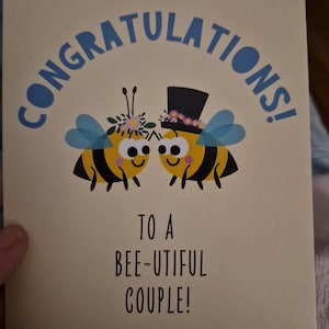 Personalized Bumblebee Wedding Card, Bee-utiful Couple Congratulations ...