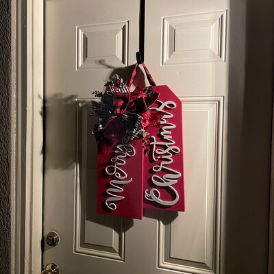 Christmas Front Door Decor Tag Door Hanger Christmas Wreath Christmas ...
