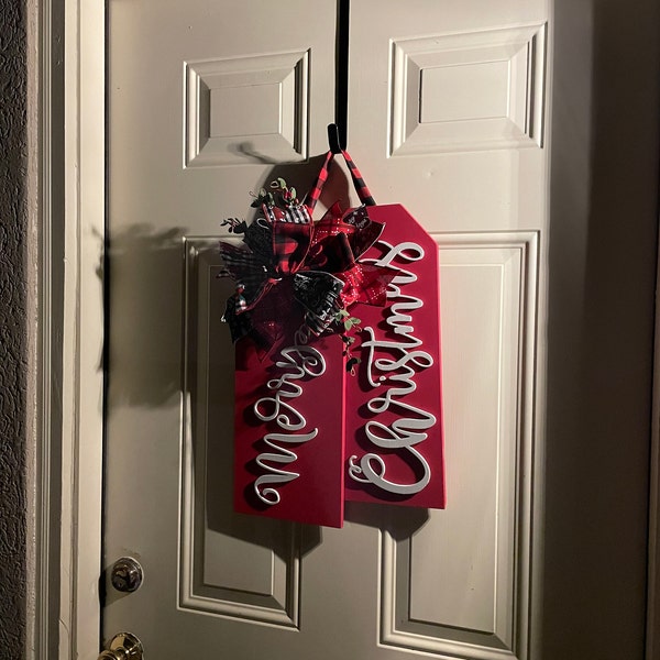 Christmas Front Door Decor | Tag Door Hanger | Christmas Wreath ...