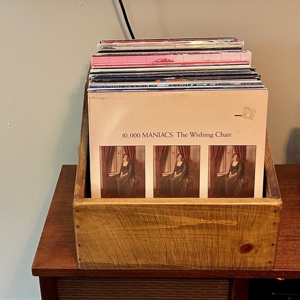 Vinyl Record Storage Box | Reclaimed Wood Album Display Crate | Rustic ...