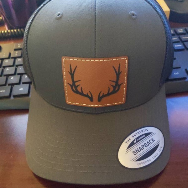 Deer Hunting Hat | Optional Leather Patch Color | 6 Panel Snapback ...