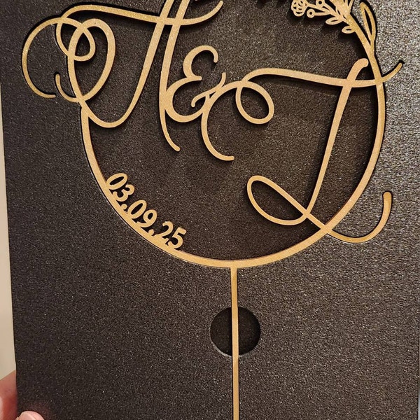 Custom Initial Wedding Cake Toppers, Black Vintage Cake Toppers, Rustic ...