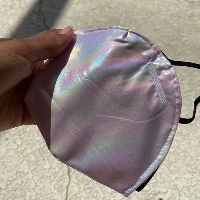Purple Holographic Iridescent Winter Face Mask With Nose Wire Filter ...