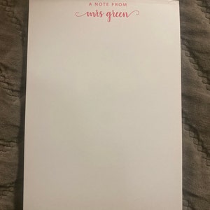 Personalized Notepad A Note From Elegant Script Notepad - Etsy