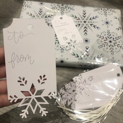 Christmas Snowflake Gift Tags, Grey Gift Tags, Beige Gift Tags, White ...