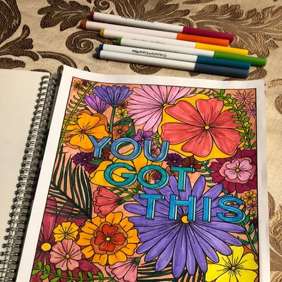 You Got This Printable Floral Coloring Page, Detailed and Calming ...