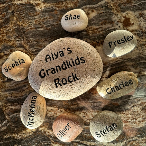 Engraved Grandkids Real Stone, Etched Stone, Namesake Stone, Family ...