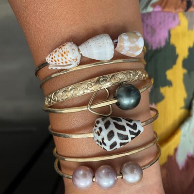 Custom Gold Hawaiian Shell Bangle, Shell Bangles, Made in Hawaii, Gifts ...