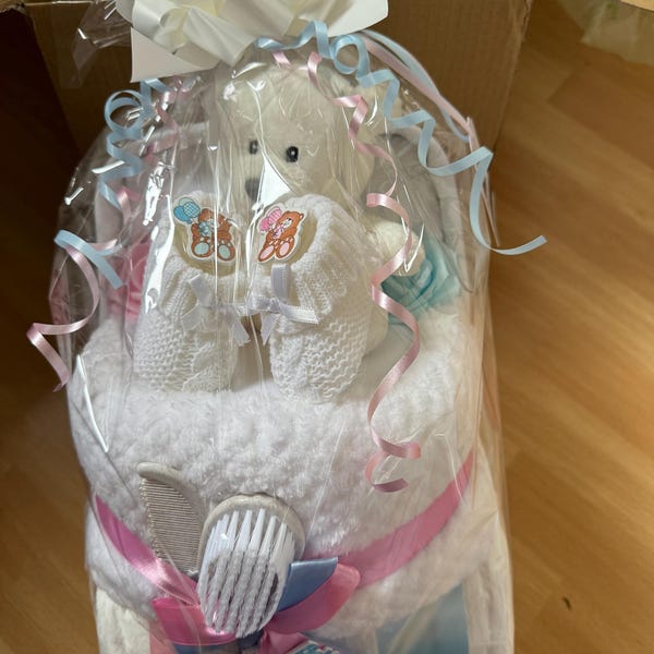 Personalised Baby Hamper, New Baby Gift Set, Nappy Caddy, Unisex Baby ...