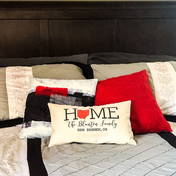Custom Family Pillow Ohio Home State Pillow, Oblong Lumbar Personalized ...