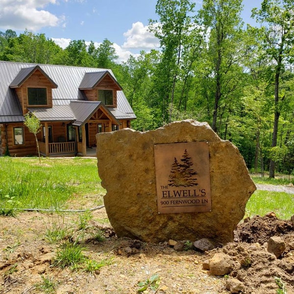 Metal Address Sign With Evergreens, Address Sign With Tree - Etsy