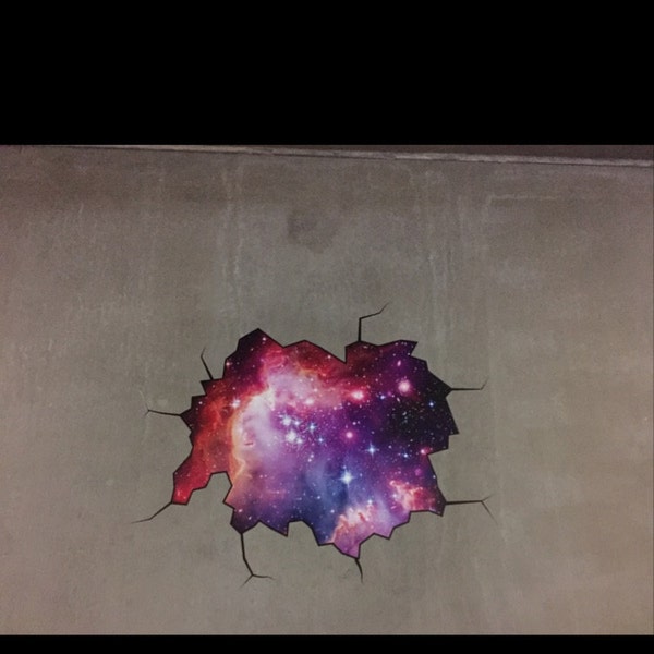 Galaxy Wall Decal Outer Space Sticker Mural Outer Space Cracked Wall ...