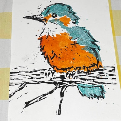 Frog Lino Print on A6 Recycled Paper - Etsy