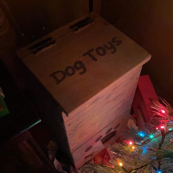 Wood Dog Toy Box / Wooden Dog Toys Storage Bin / Pet Toy Storage ...