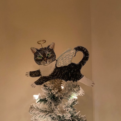 Custom Cat Tree Topper, Cat Memorial Gift, Cat Angel, Christmas Tree ...