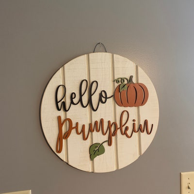Hello Pumpkin Door Sign, Front Door Decor, Fall Door Hanger, Hello Fall ...