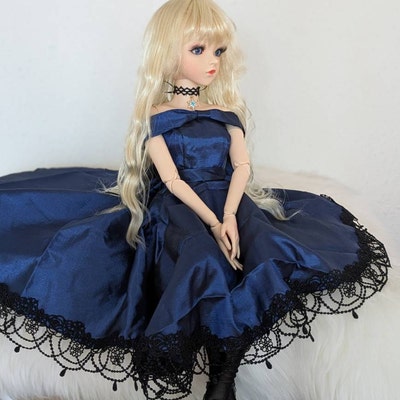 1/3 BJD SD Maid Dress & Headdress Set black Double Layered 1/4 1/6 Msd ...