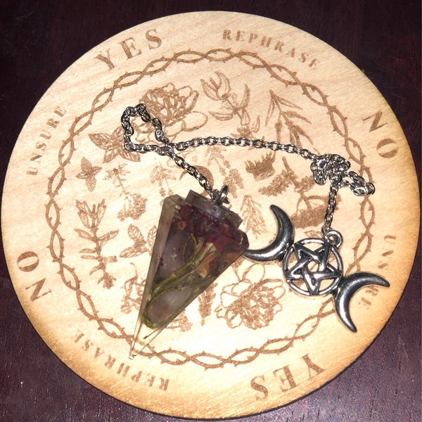 Pendulum Board Kit Herbal | Wooden Scrying Board Plants | Medicine ...
