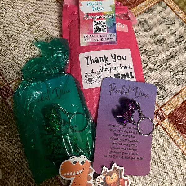 Pocket Dino, Pocket Hug, Pal, Worry Glitter Dinosaur Charm Gift, Child ...