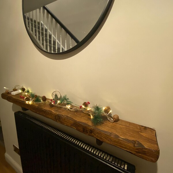 Reclaimed Solid Wood Radiator Shelf | Narrow Entryway Shelf | Reclaimed ...