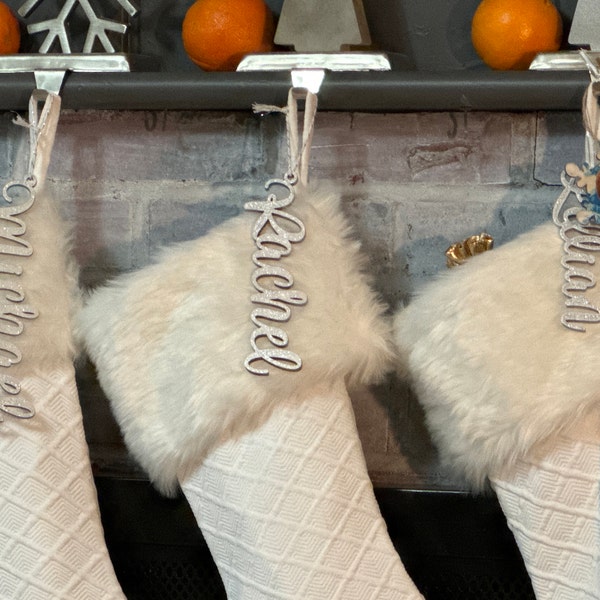 Christmas Stockings Name Tags Wooden Names for Stocking, Family ...