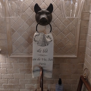Large Cast Iron Pig Head Towel Ring Bathroom Kitchen Pork Hog BBQ - Etsy