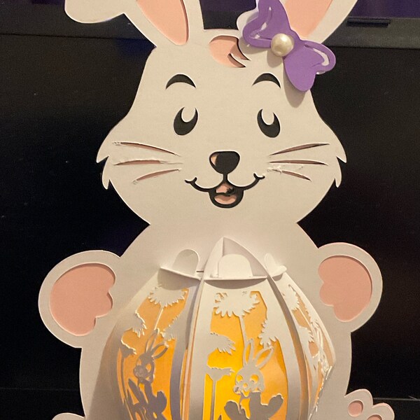 Bunny Lantern V1 PDF, SVG, Studio Template - Bunny Easter Egg Lantern ...