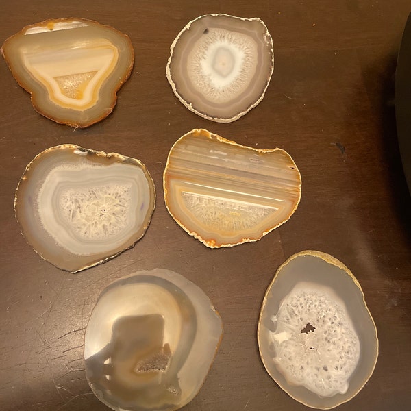 Agate Geode Crystal Coasters Assorted Blue Pink Purple Teal & Natural Drink Coasters ...