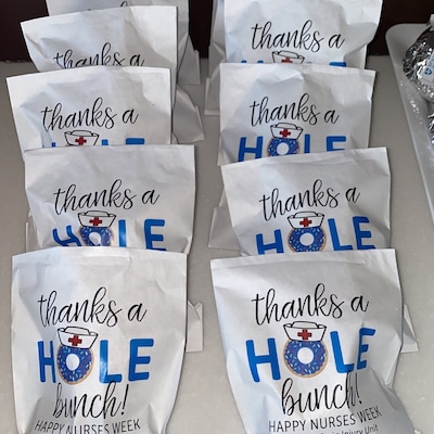 Nurses Week Donut Bags LINED Nurses Week Gift Bags Nurse Appreciation ...