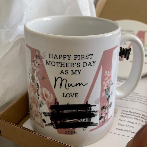 First Mothers Day as My Mummy Mug & Coaster Gift, Personalised Mother's ...