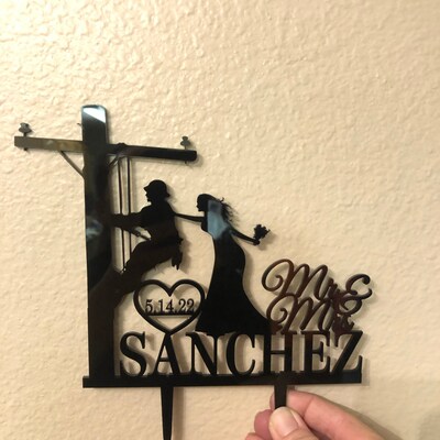 Electrician Cake Topper, Builder Cake Topper, Bride and Groom Wedding ...